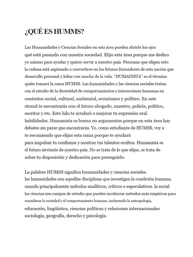 HUMMS | PDF | Humanidades | Ciencias Sociales