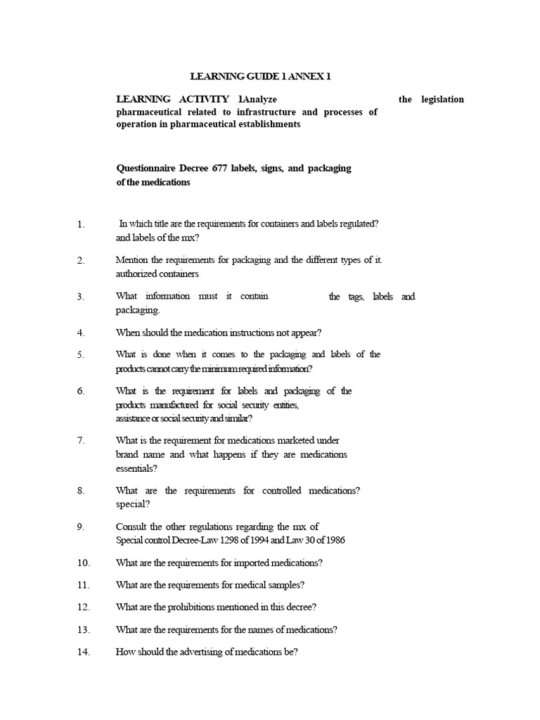 Workshop Decree 677 Labels Packaging and Tags | PDF | Pharmacology ...