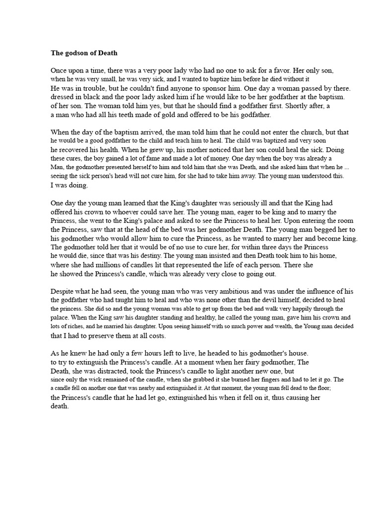 The Godson of Death | PDF | Godparent | Folklore