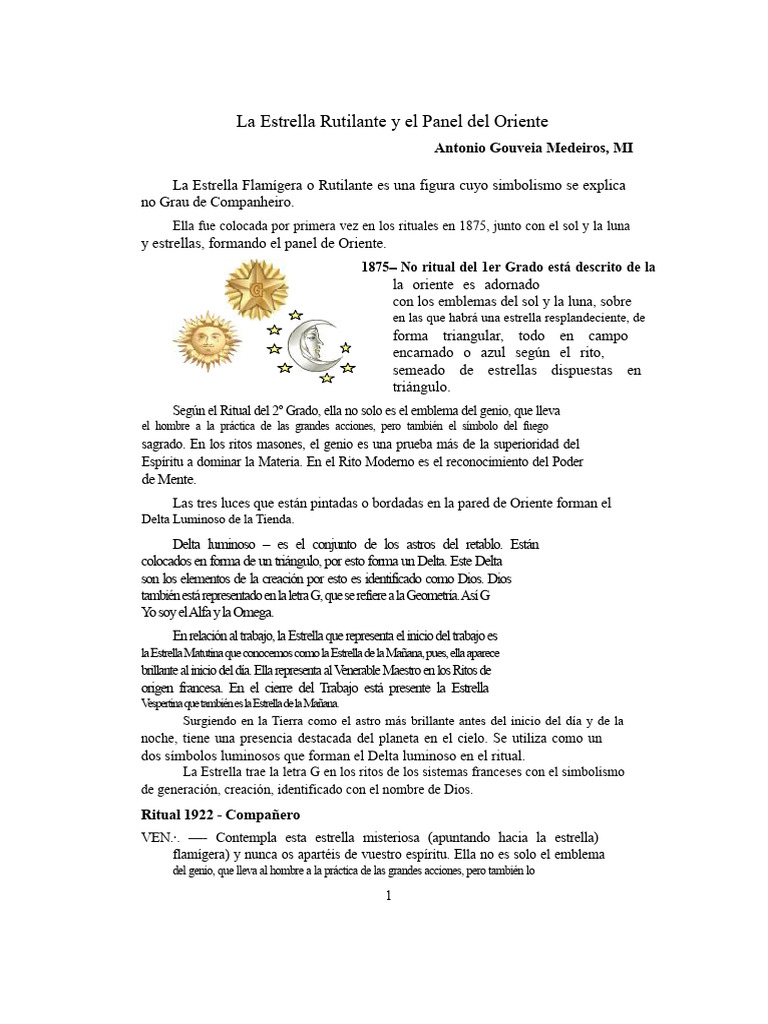 La Estrella Rutilante en los Ritos Masones | PDF | Cielo | Masonería