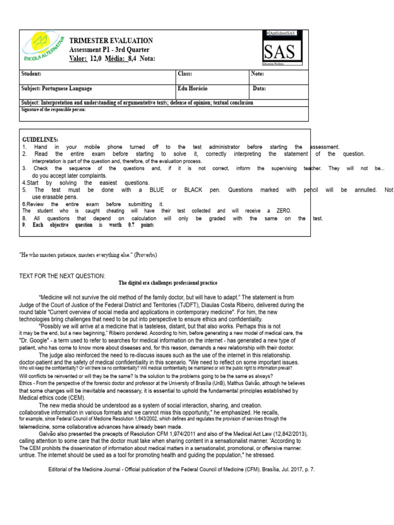(Answer Key) Assessment I - 1st Grade - 3rd Trimester | PDF | Jokes ...