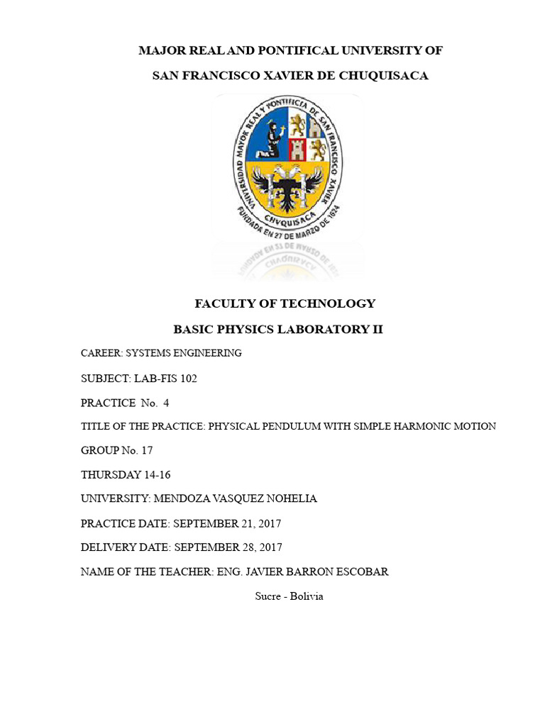 Practice No 4 Physical Pendulum (2-2017) | PDF | Oscillation | Pendulum