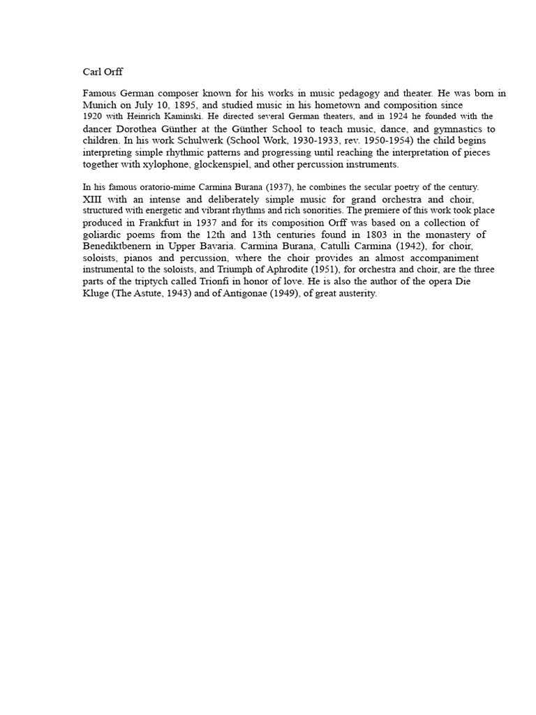 Carl Orff | PDF | Performing Arts | Musicology