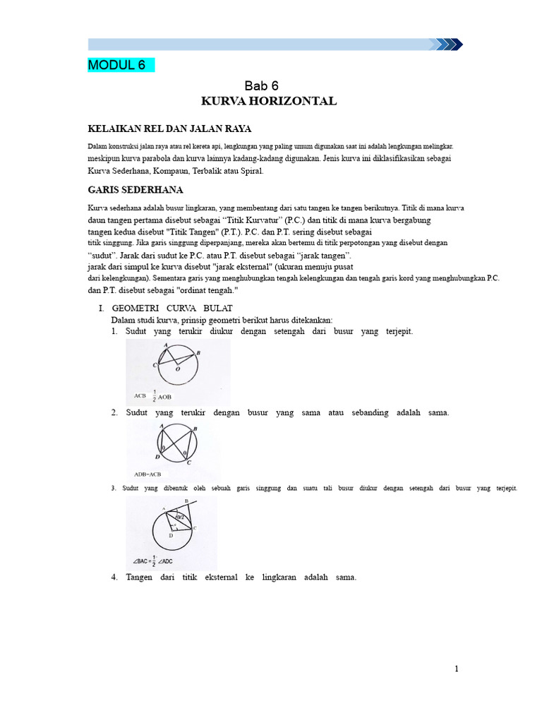 Modul 6 - CURVA HORIZONTAL | PDF