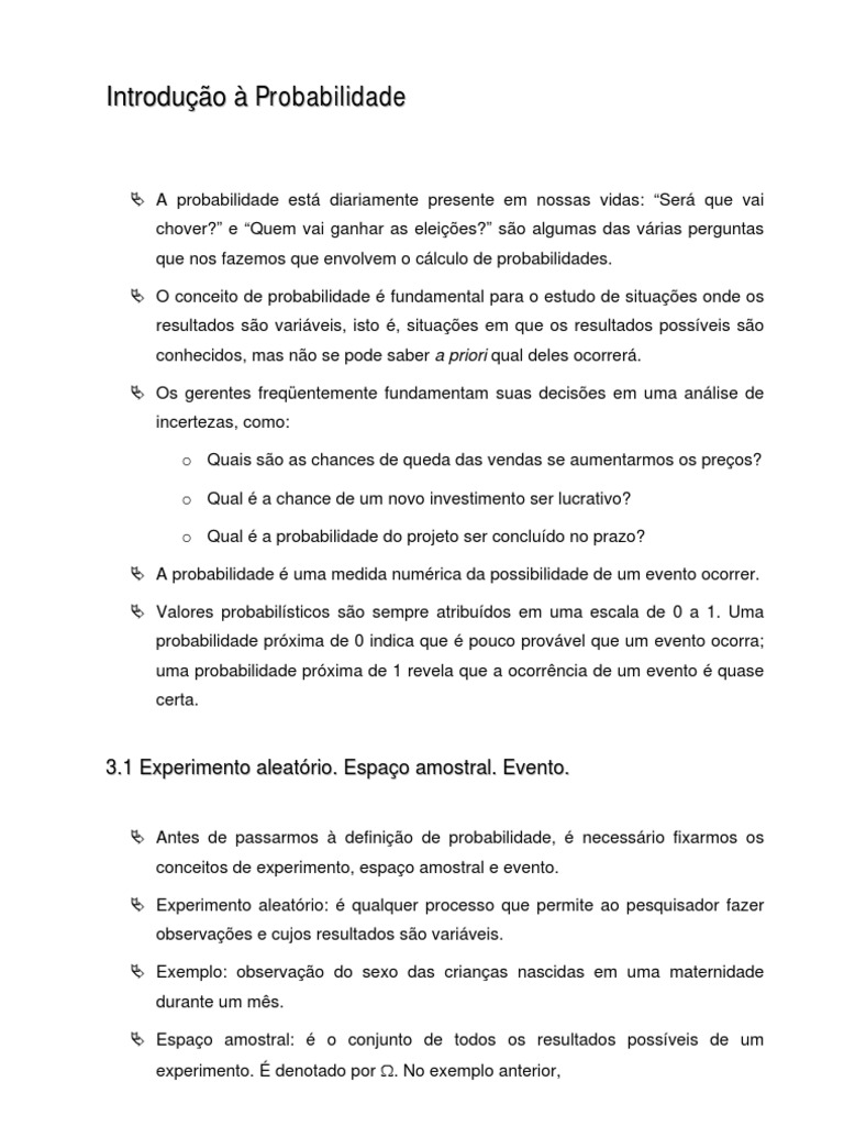 Introdução À Probabilidade | PDF | Probabilidade | Probabilidade e ...
