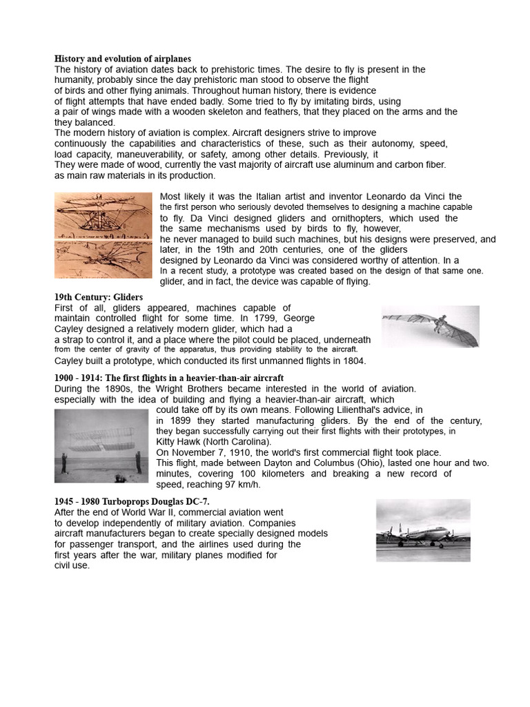 Historical Evolution of The Airplane | PDF | Aircraft | Airplane