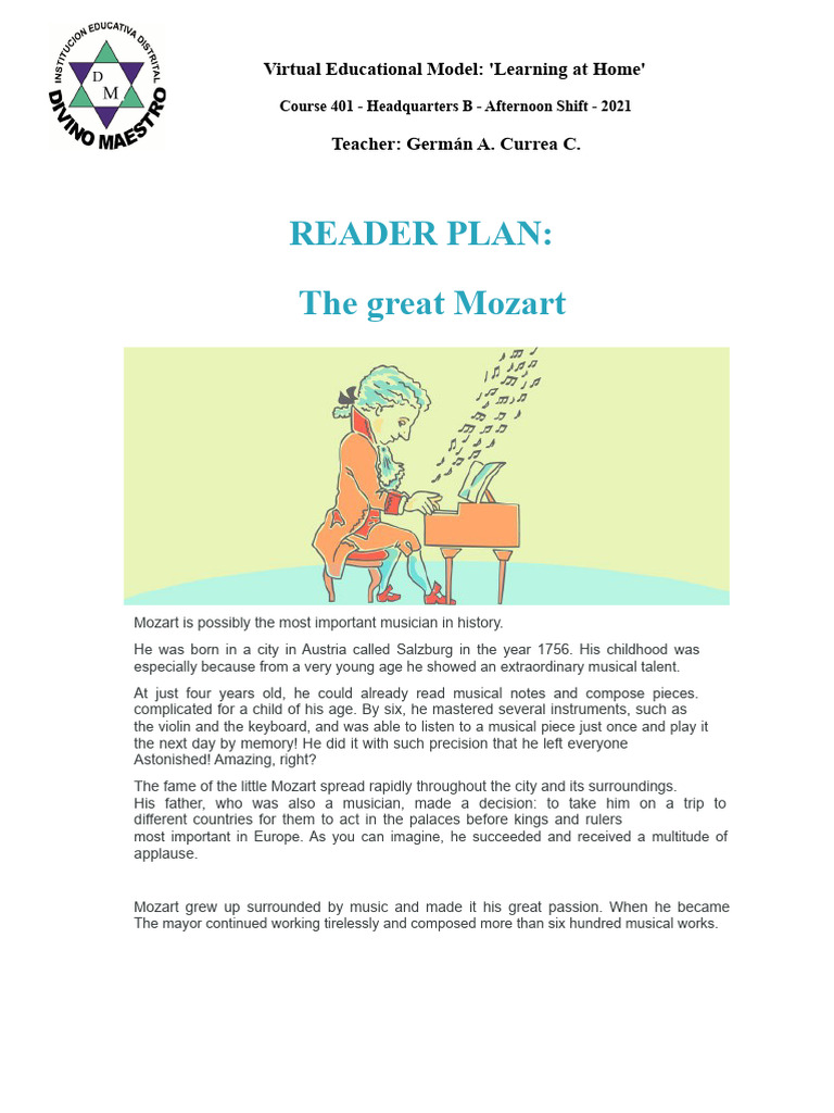 Mozart's Musical Genius: A Lesson Plan | PDF | Wolfgang Amadeus Mozart