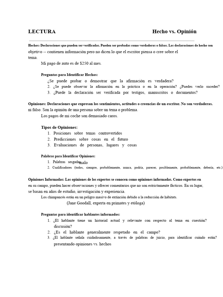 Hecho Vs Opinión | PDF | Escritores