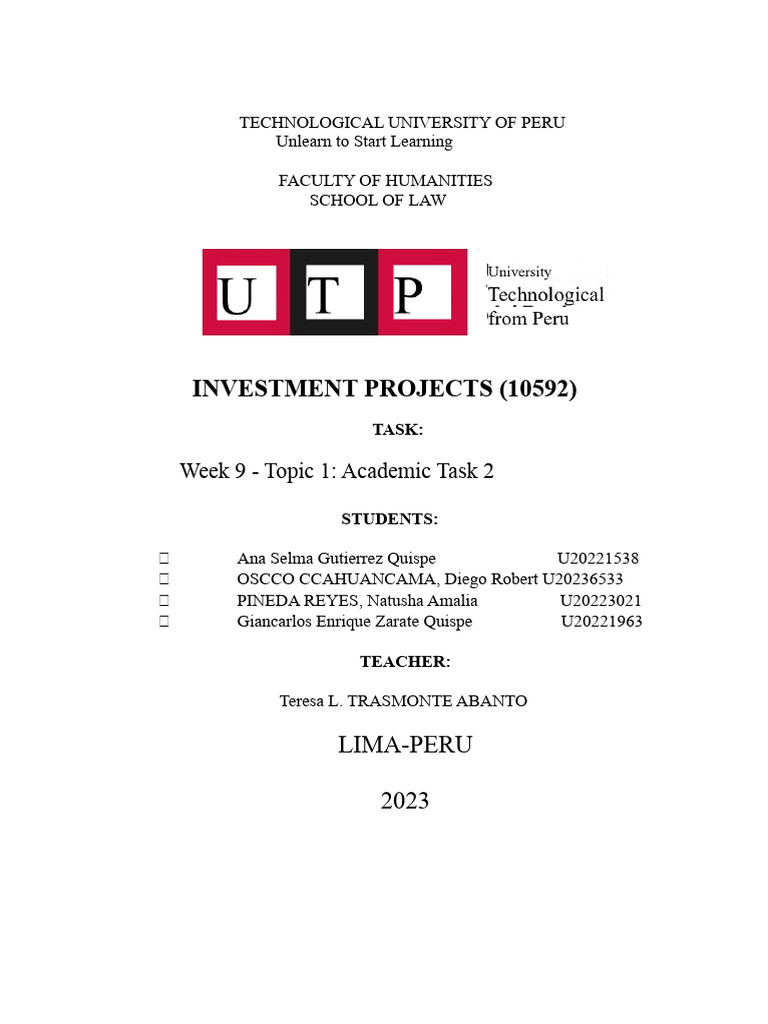 Ta2 - Investment Projects | PDF | Economies