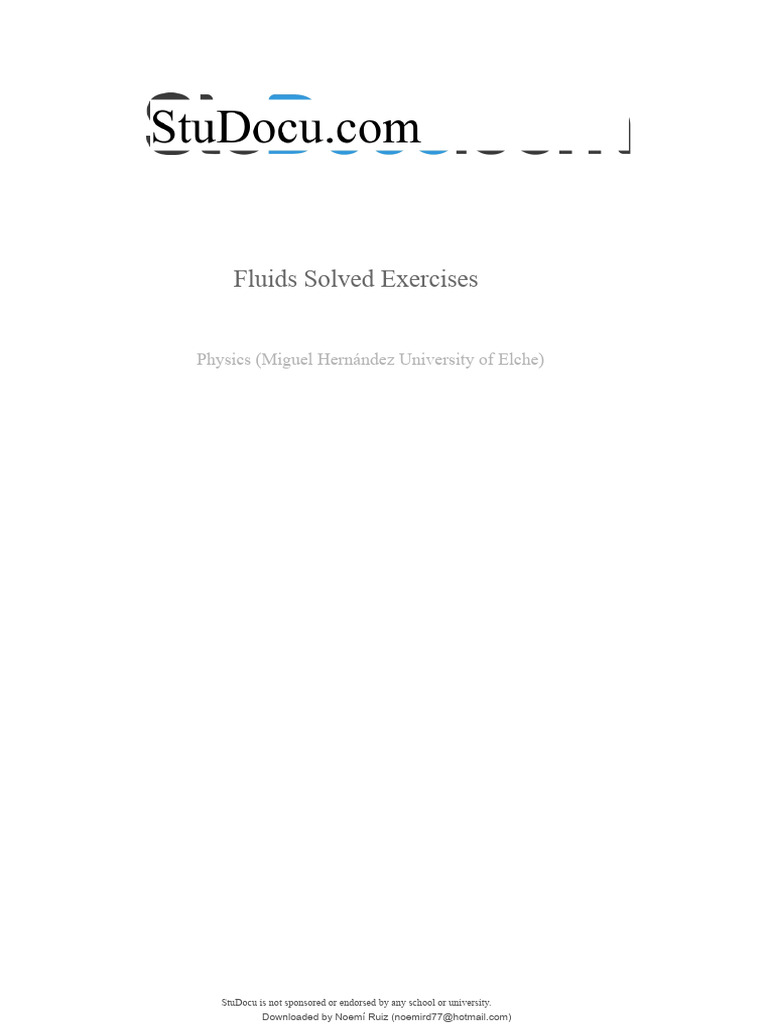 Fluids Solved Exercises | PDF | Buoyancy | Pressure