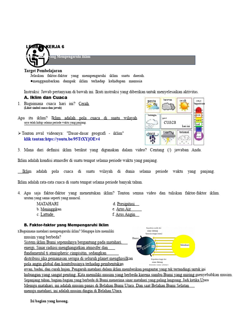 Lembar Kerja 6 - Faktor-Faktor Yang Mempengaruhi Iklim | PDF