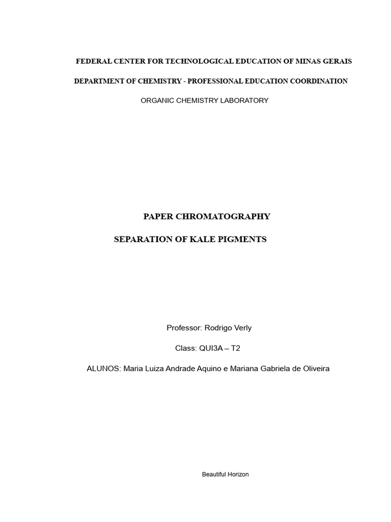 Paper Chromatography of Kale Pigments | PDF | Chromatography | Elution