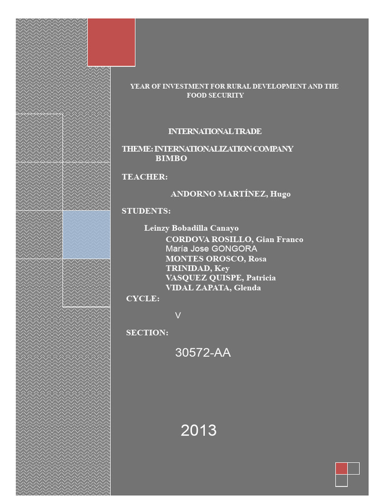 Bimbo's Internationalization Strategies | PDF | Market (Economics ...