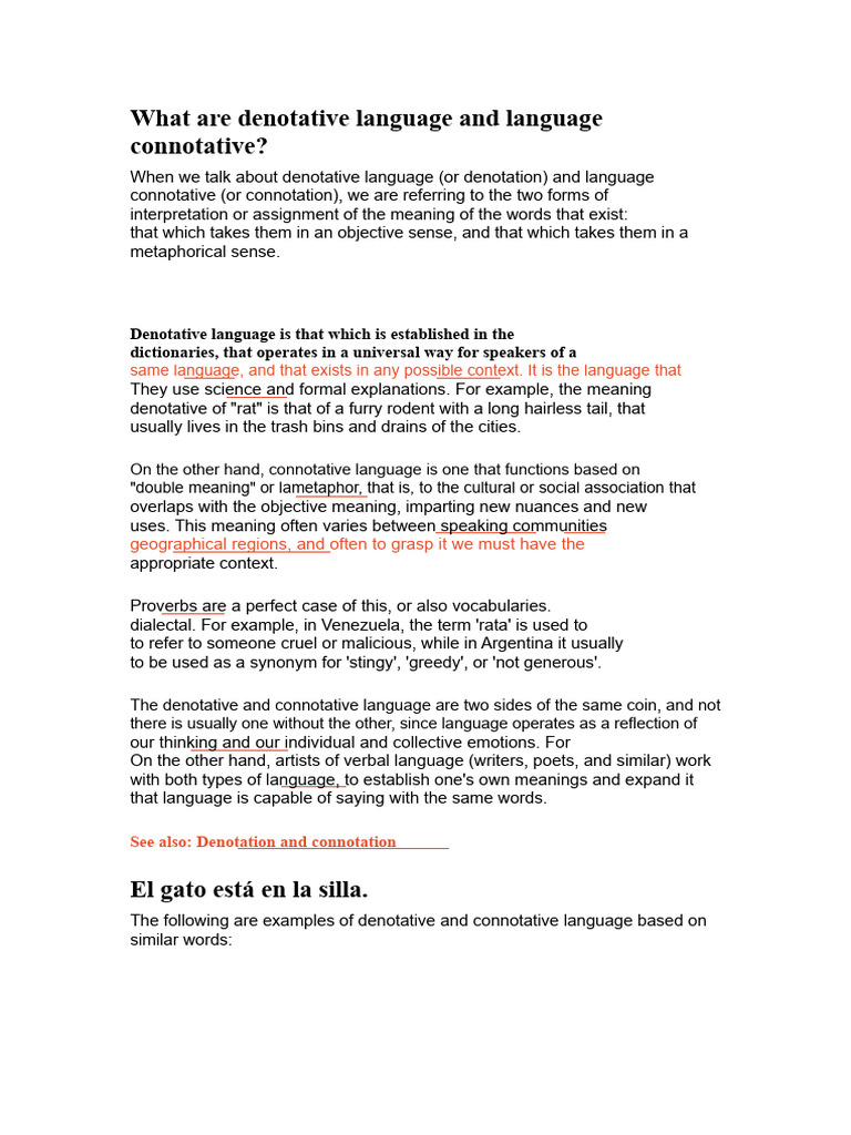 What Are Denotative Language and Connotative Language? | PDF ...