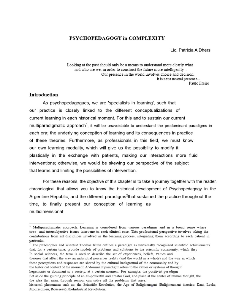2023 Chapter PSYCHOPEDAGOGY in Complexity | PDF | Educational ...