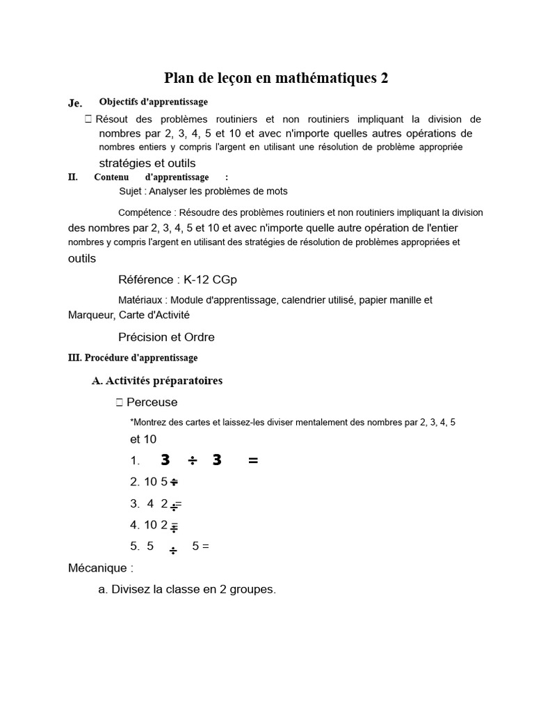Résolution de problèmes mathématiques en classe | PDF | Apprentissage