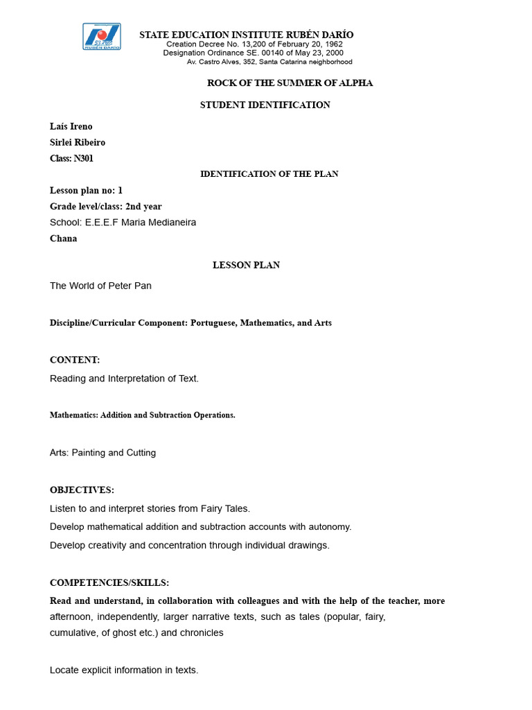 Lesson Plan: The World of Peter Pan | PDF | Learning | Human Communication
