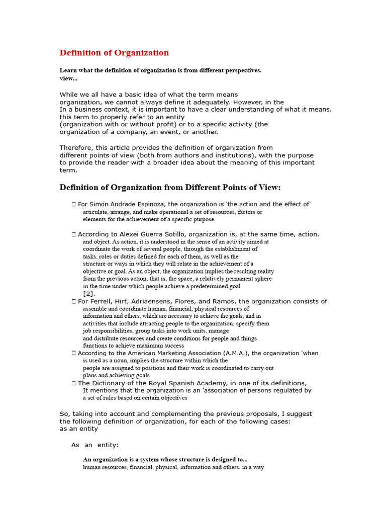 Understanding Organization Definitions | PDF | Nonprofit Organization ...