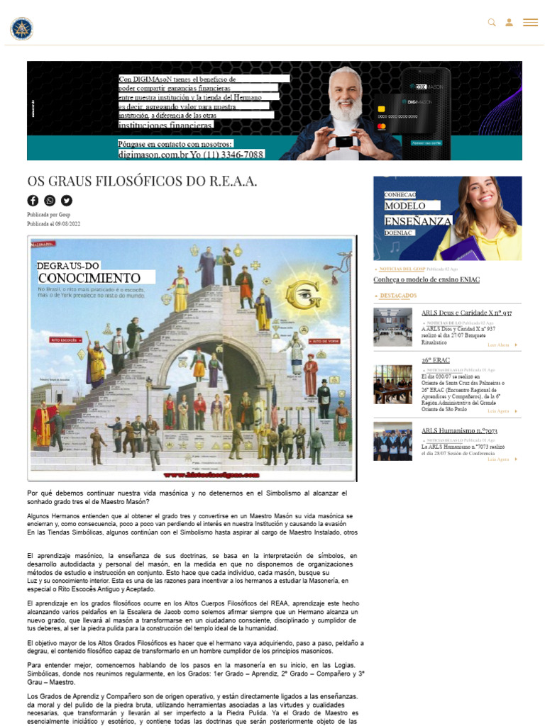 Grados Filosóficos en la Masonería REAA | PDF | Masonería | Esoterismo ...