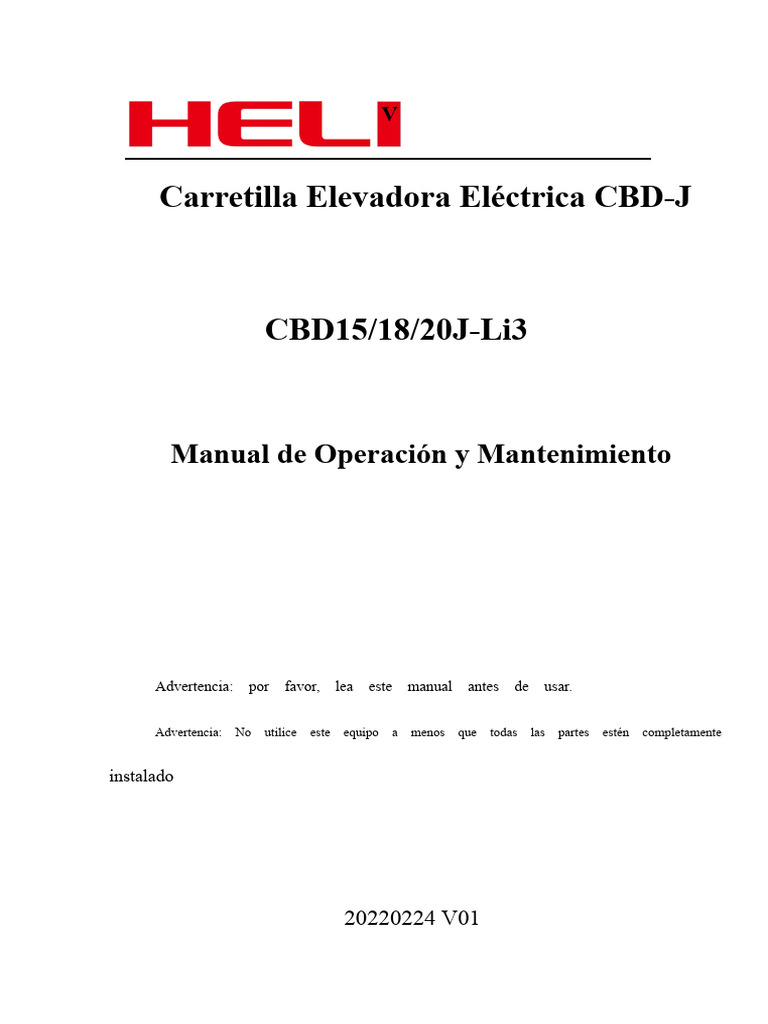 Manual de Operación CBD15-18-20J-Li3 | PDF | Camión | Batería recargable
