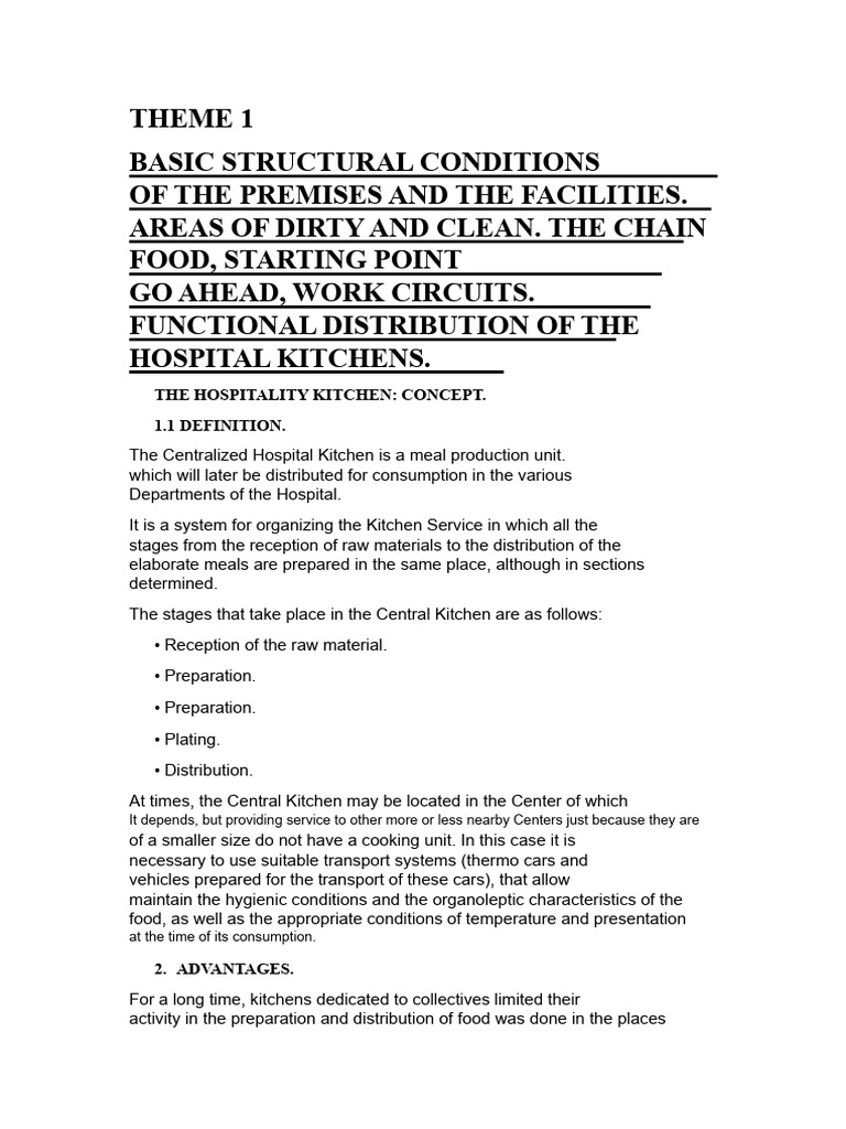 Centralized Hospital Kitchen Overview | PDF | Chef | Sanitary Sewer