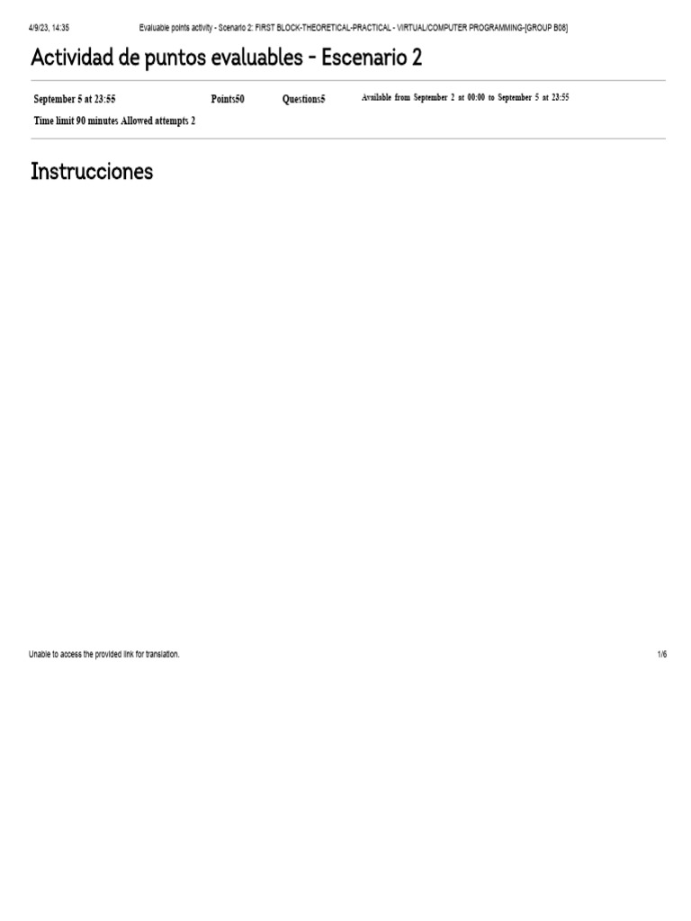 Evaluable Points Activity - Scenario 2 - First Theoretical-Practical ...