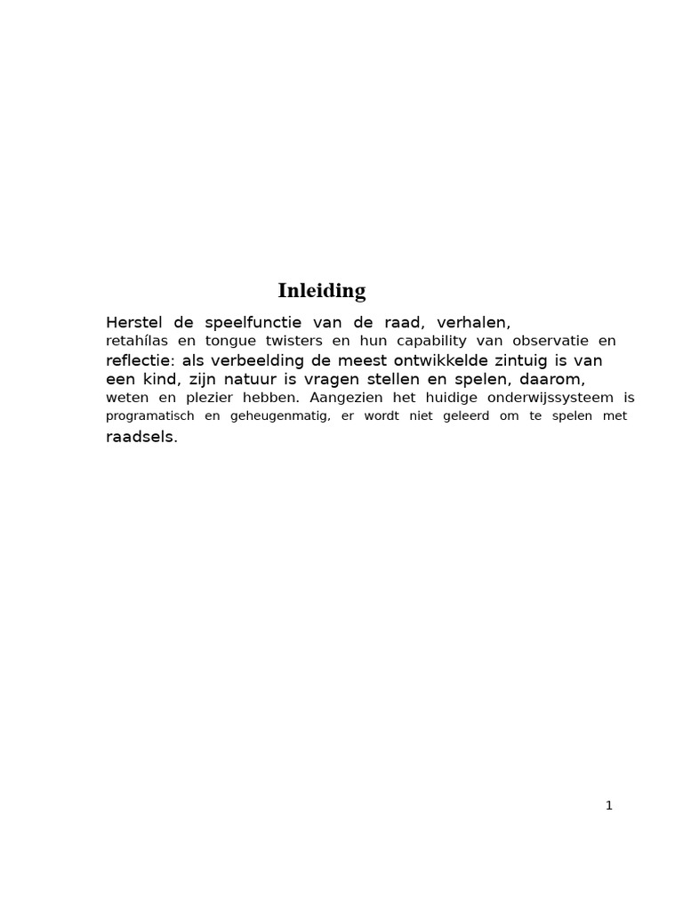 5 Raadsels, Verhalen, Rijmpjes, Tongbrekers | PDF