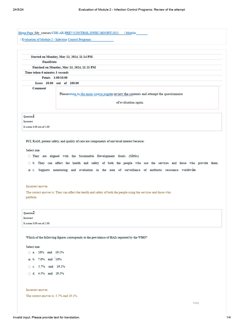 Evaluation of Module 2 - Infection Control Programs - Review of The ...