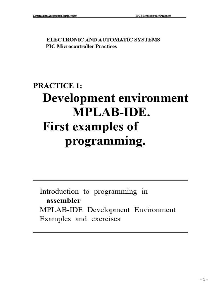 Practice1 Examples Programming Mplab Ide | PDF | Integrated Development Environment | Assembly ...