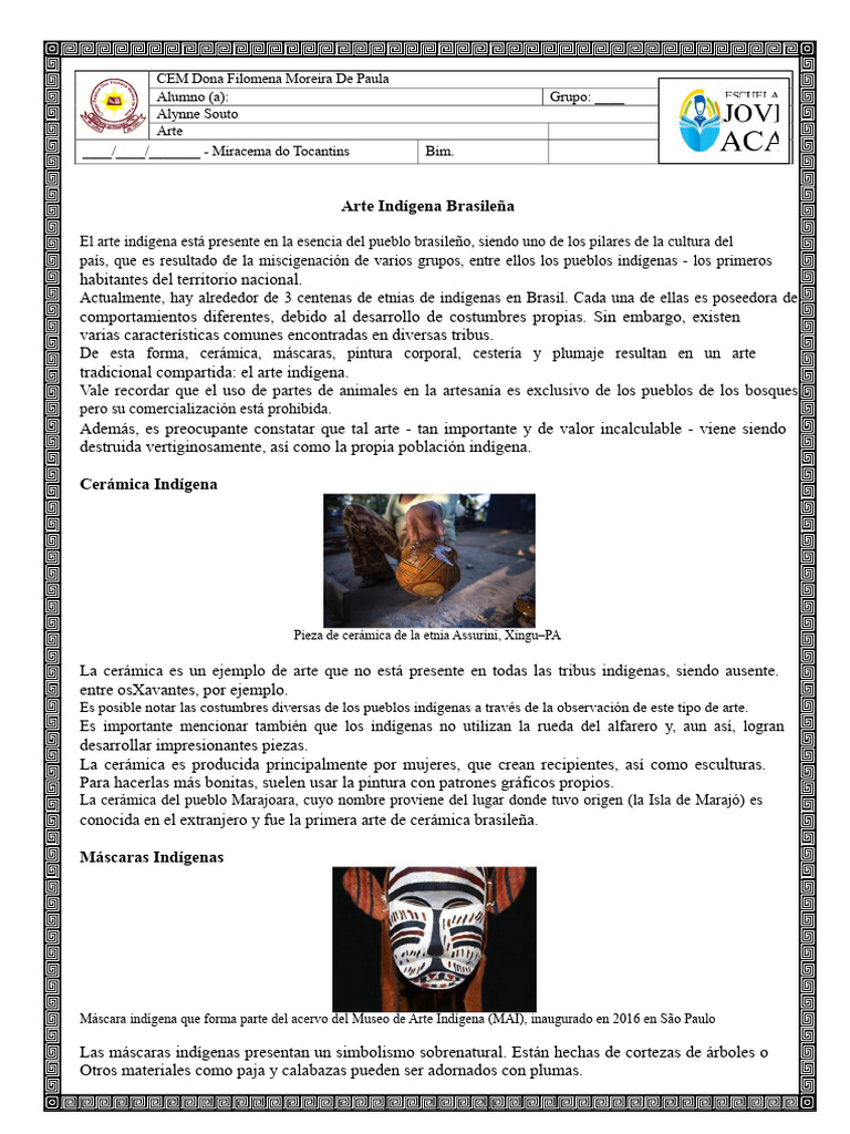 Arte Indígena Brasileña y Tocantinense | PDF