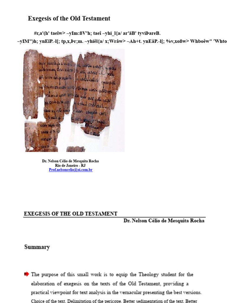 Exegesis of The Old Testament - 2011.1 - Content | PDF | Septuagint | Bible