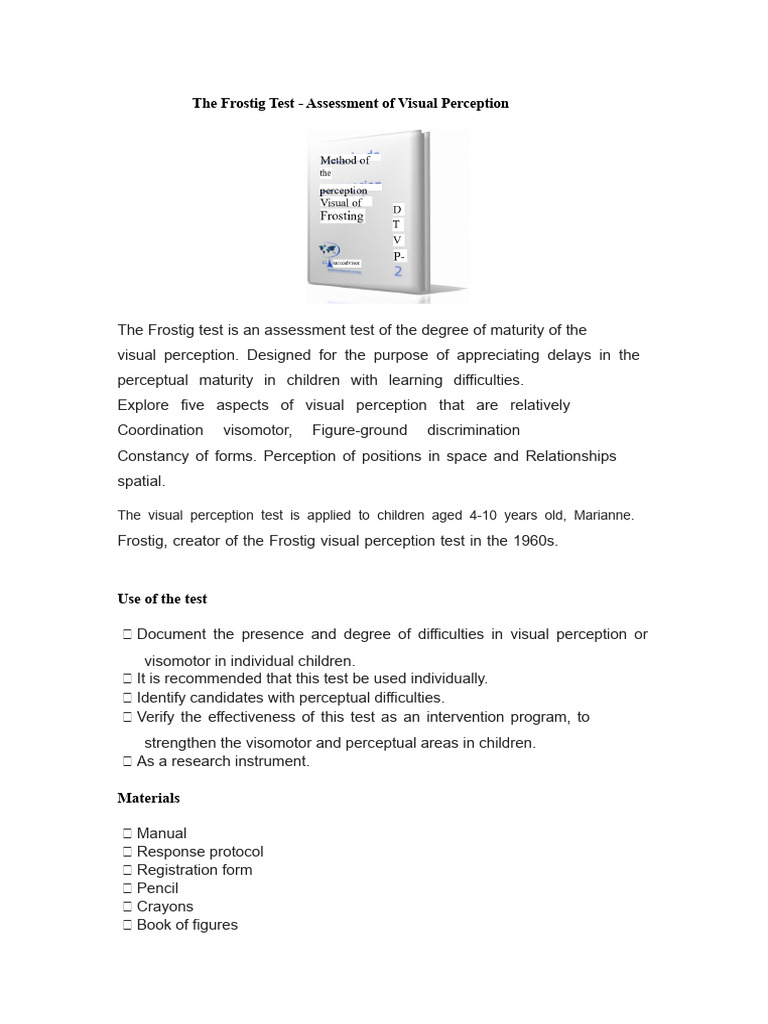 The Frostig Test | PDF | Perception | Cognitive Neuroscience