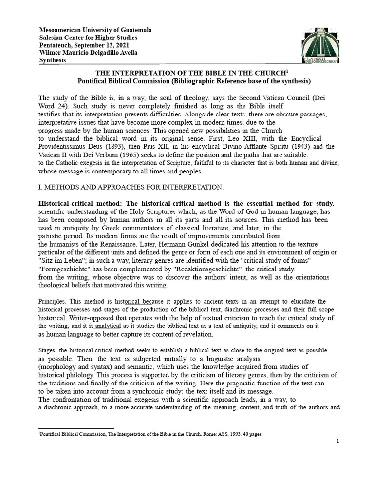 Biblical Interpretation Methods in Theology | PDF | Bible | Exegesis