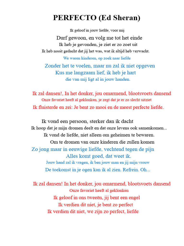 Perfect (Tekst Spaans) | PDF