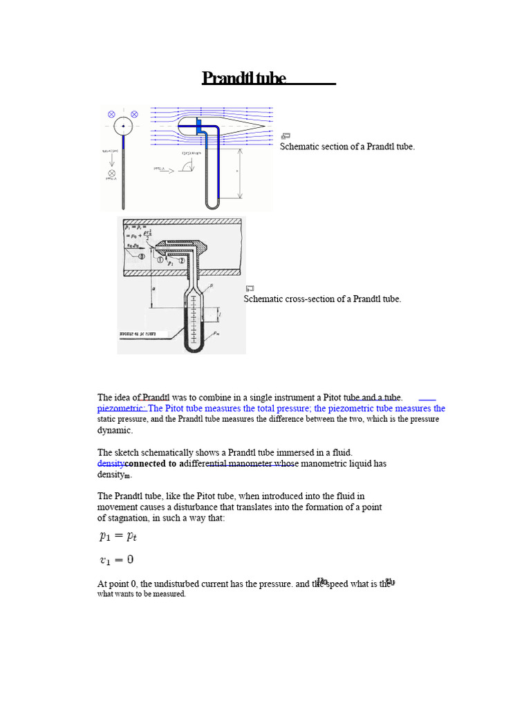 Prandtl Tube | PDF | Pressure | Pressure Measurement