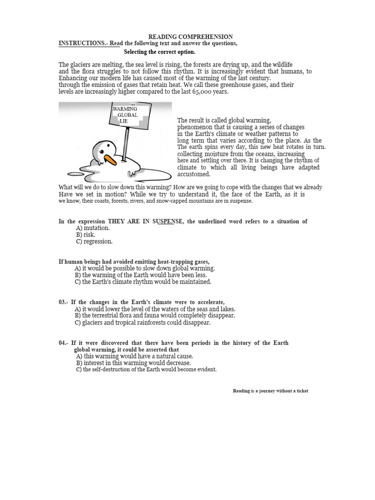 Reading Comprehension and Key | PDF | Climate Change | Earth