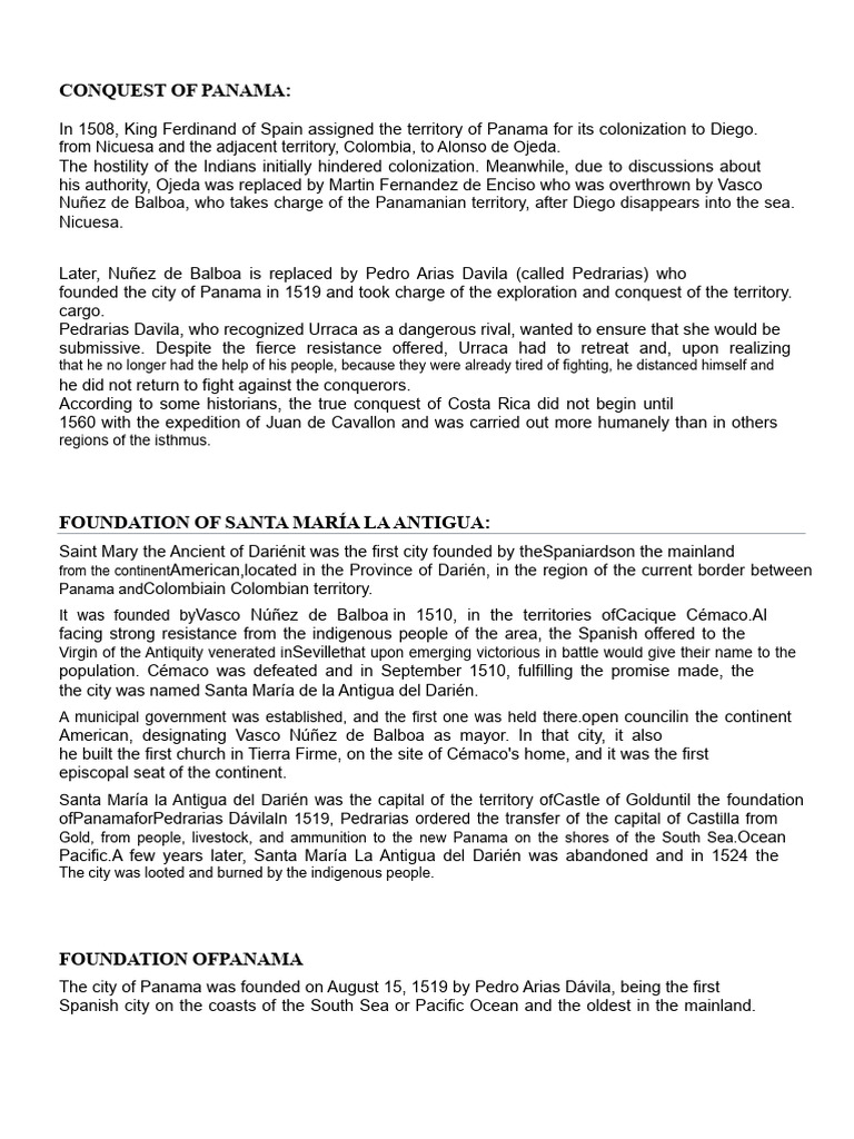 Conquest of Panama | PDF | Panama | Spanish Colonization Of The Americas