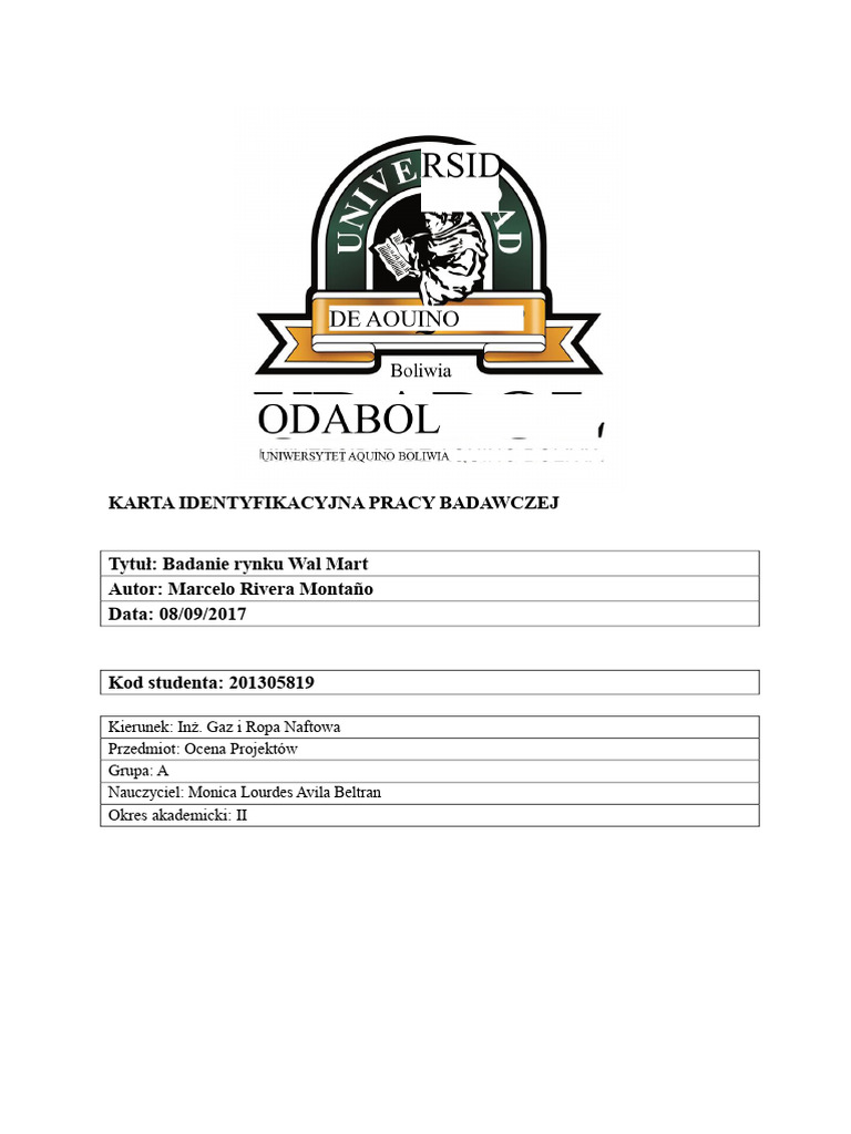 Badanie Rynku Wal-Mart | PDF