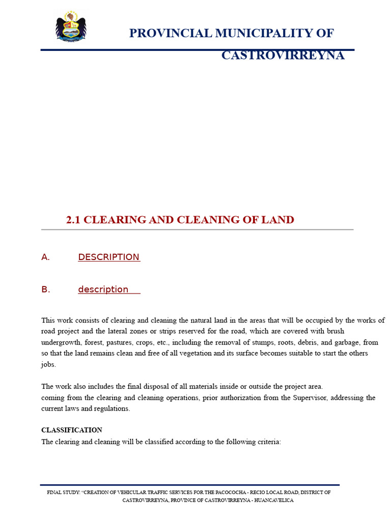 02.01 Brush Clearing and Cleaning of The Land | PDF | Road | Trees
