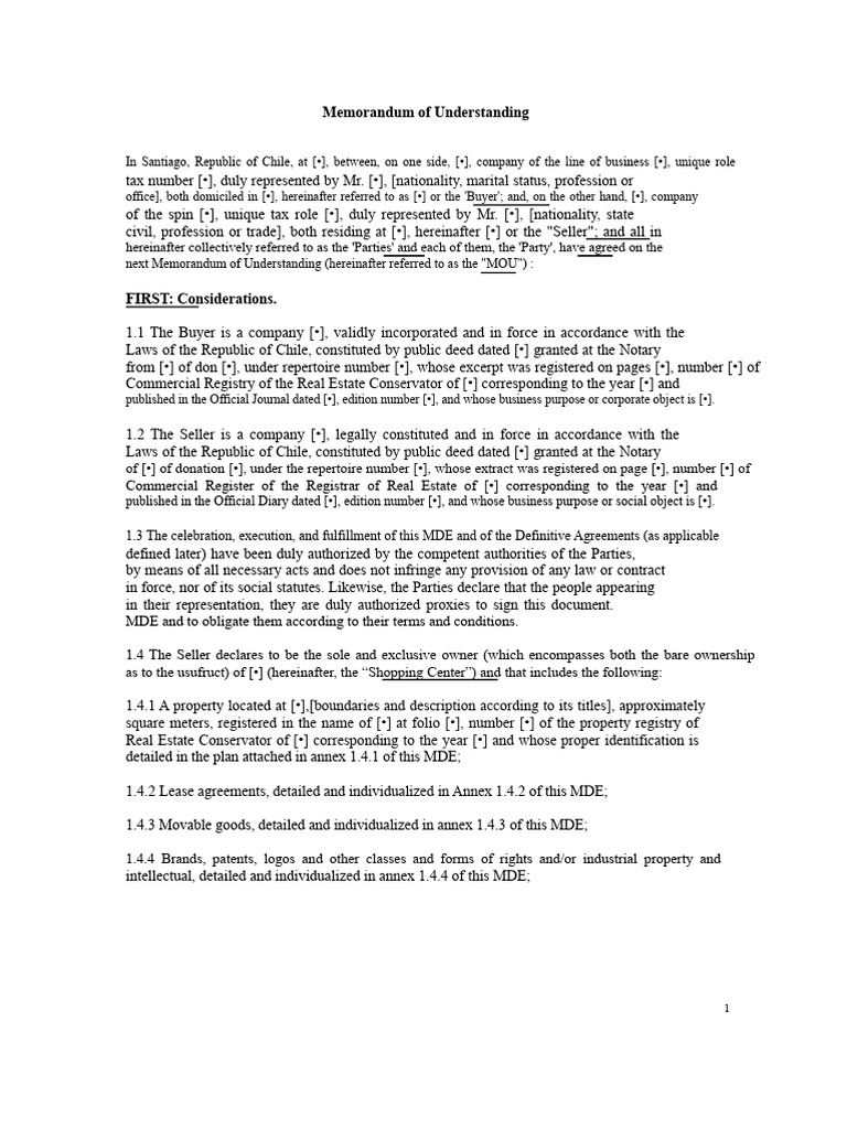 Example Memorandum of Understanding | PDF | Property | Civil Law (Legal ...