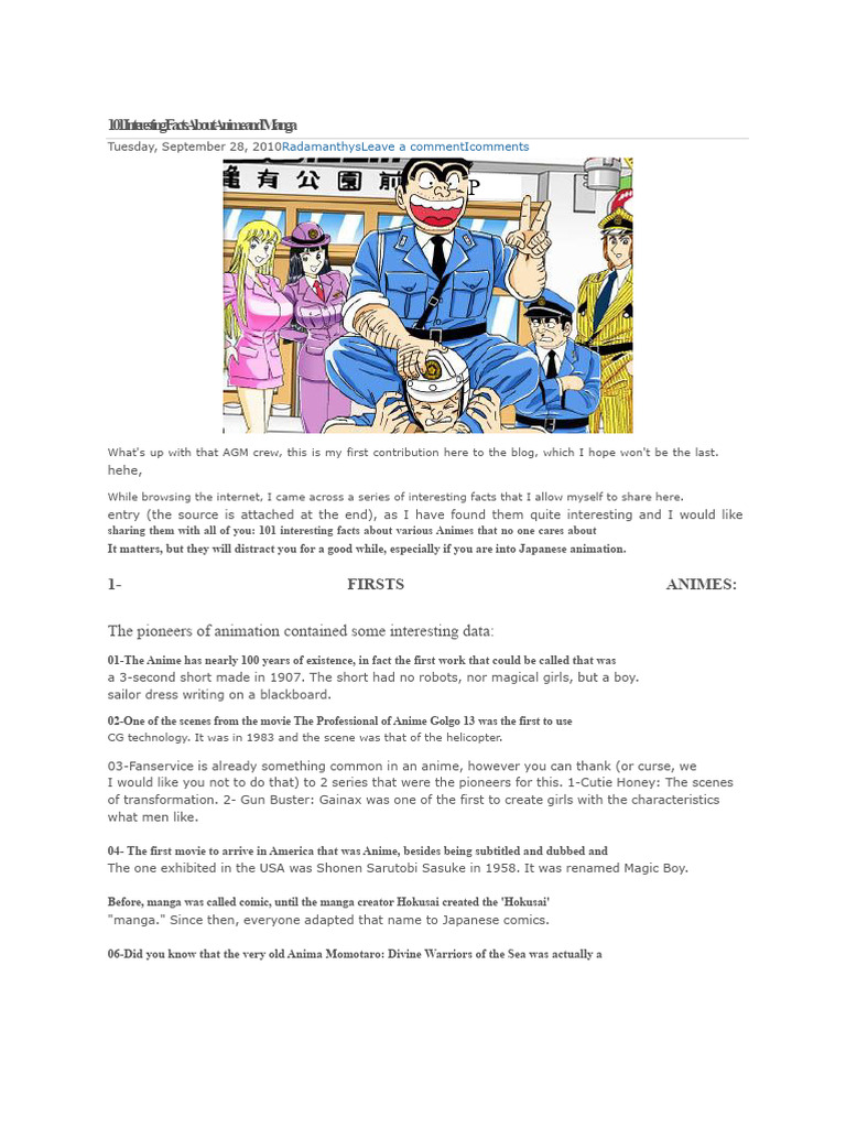 101 Fascinating Anime and Manga Facts | PDF | Anime | Anime And Manga