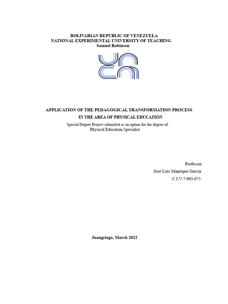 Final Special Project Degree Specialization Physical Education Jose ...