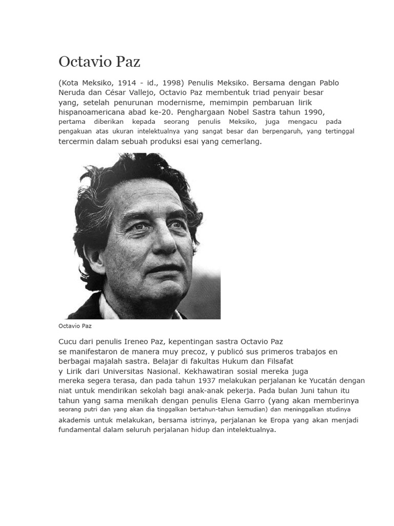 Octavio Paz: Penyair dan Intelektual Meksiko | PDF