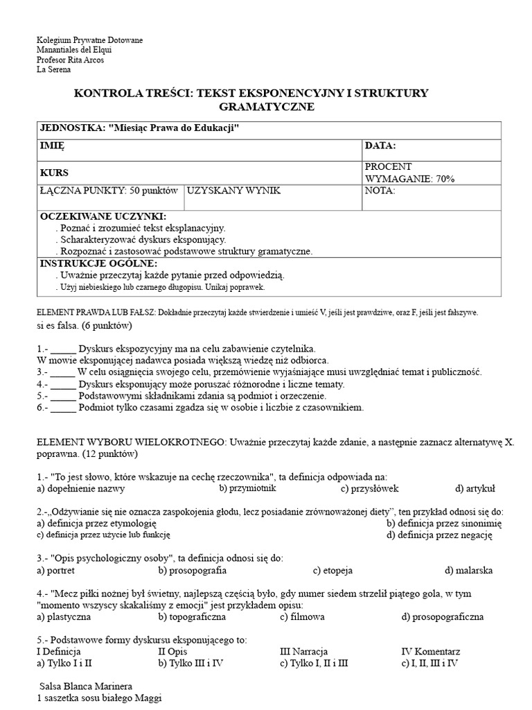 Test Tekstu Exposycyjnego | PDF