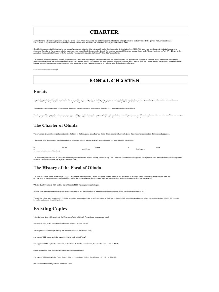 History and Significance of Foral Charters | PDF