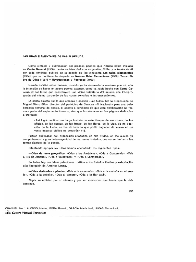 The Elemental Odes by Pablo Neruda Analysis | PDF