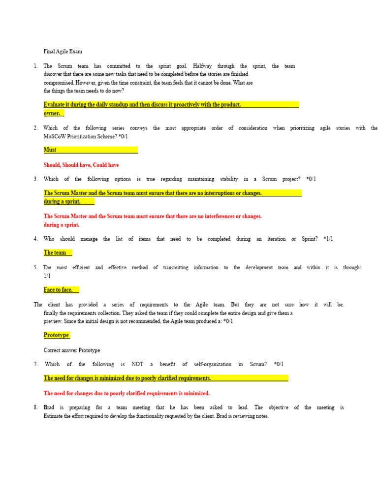 Scrum Final Exam Agile | PDF | Scrum (Software Development) | Agile ...