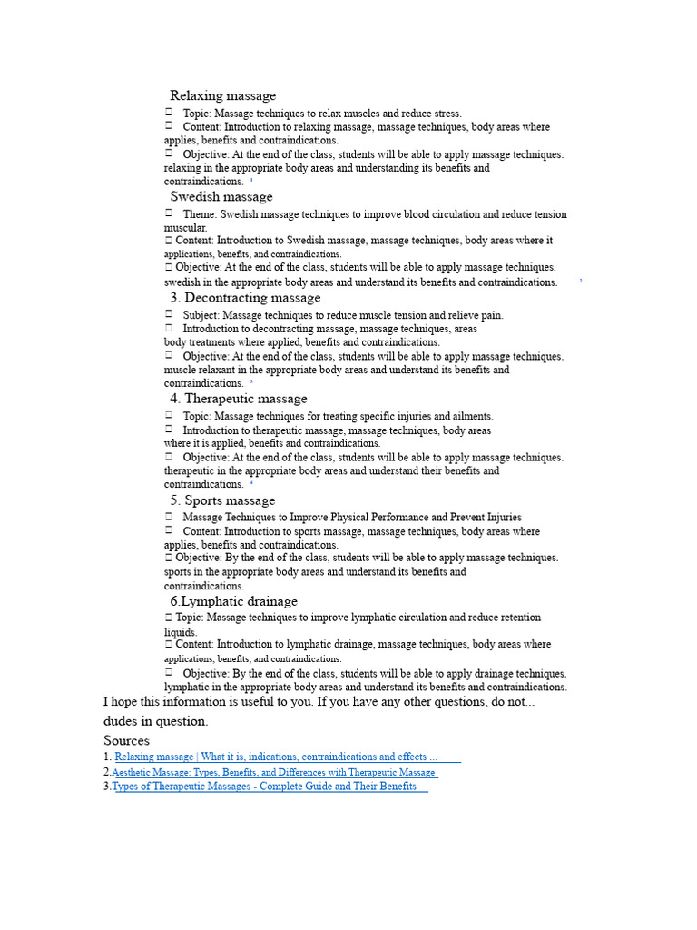 Massages | PDF | Massage | Medicine