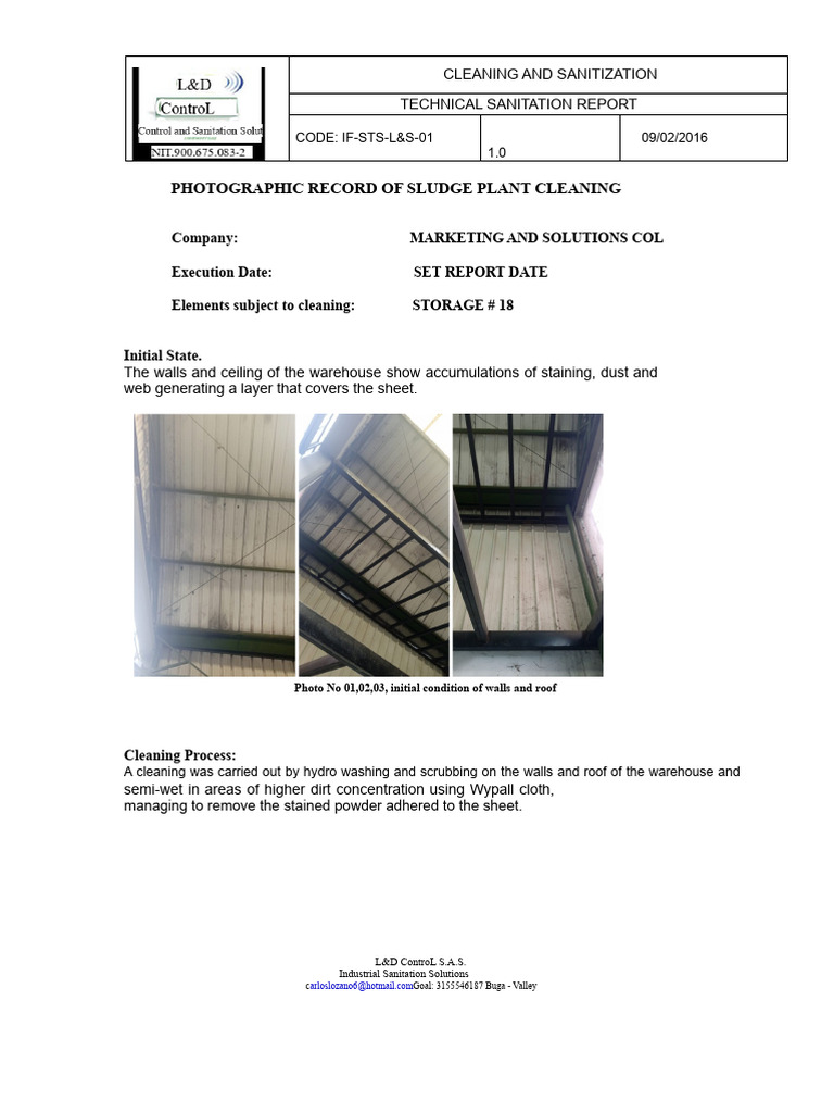 Warehouse Cleaning Report # 18 Comsolcol | PDF | Hygiene