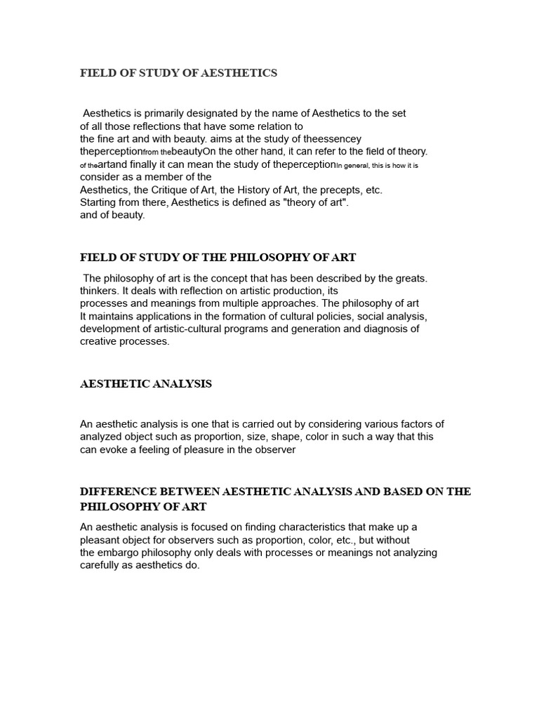Field of Study of Aesthetics | PDF | Aesthetics | Immanuel Kant